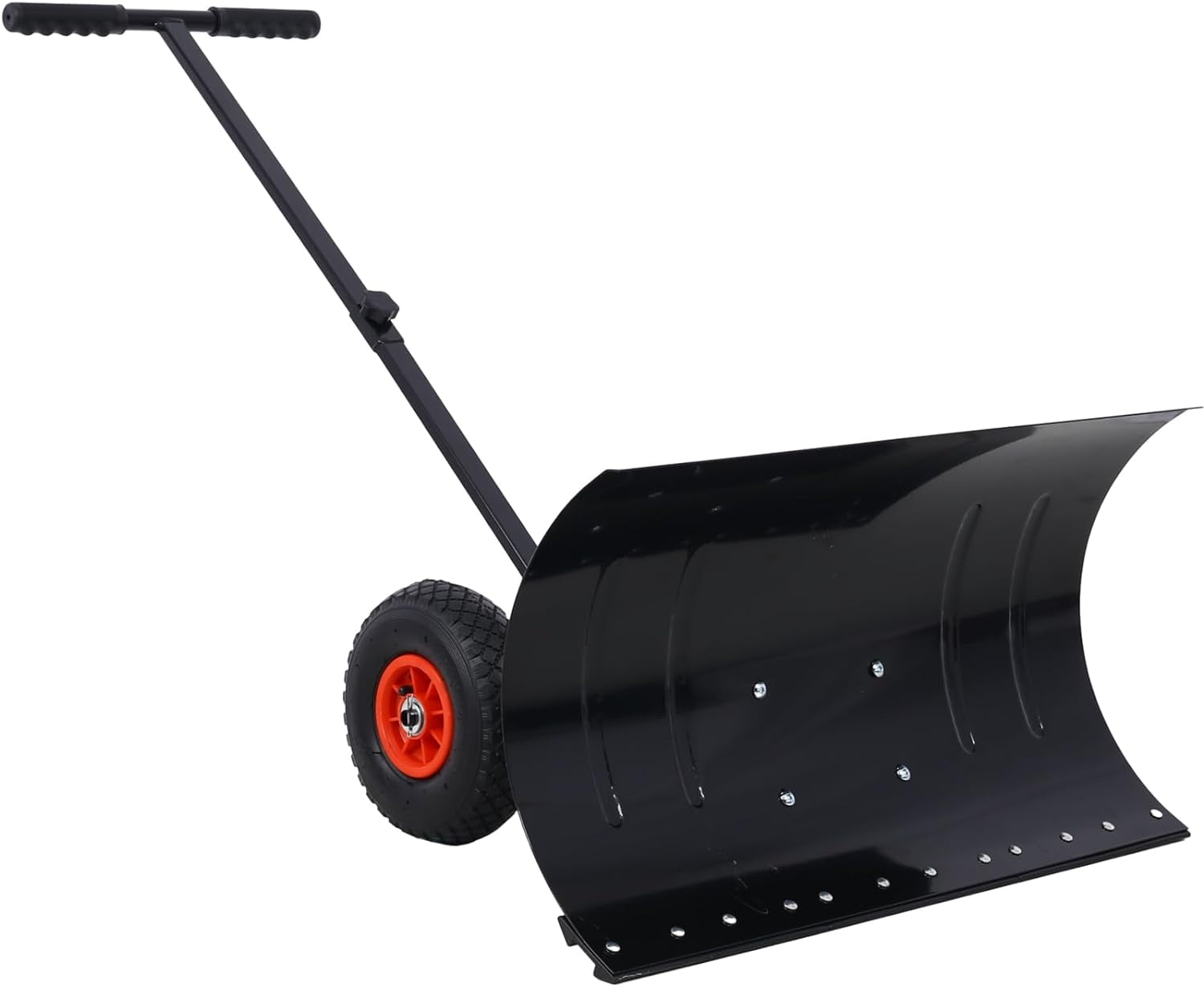 Snow Shovel with Wheels, Snow Pusher, Cushioned Adjustable Angle Handle ...