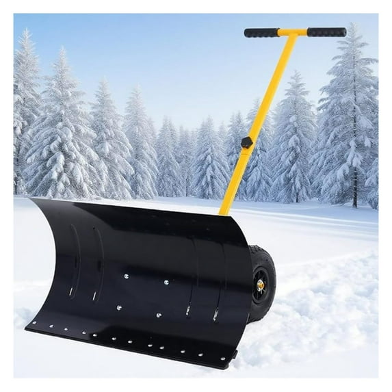 Snow Shovel with Wheels, Snow Pusher Plow, Adjustable Handle, 29 Inch ...