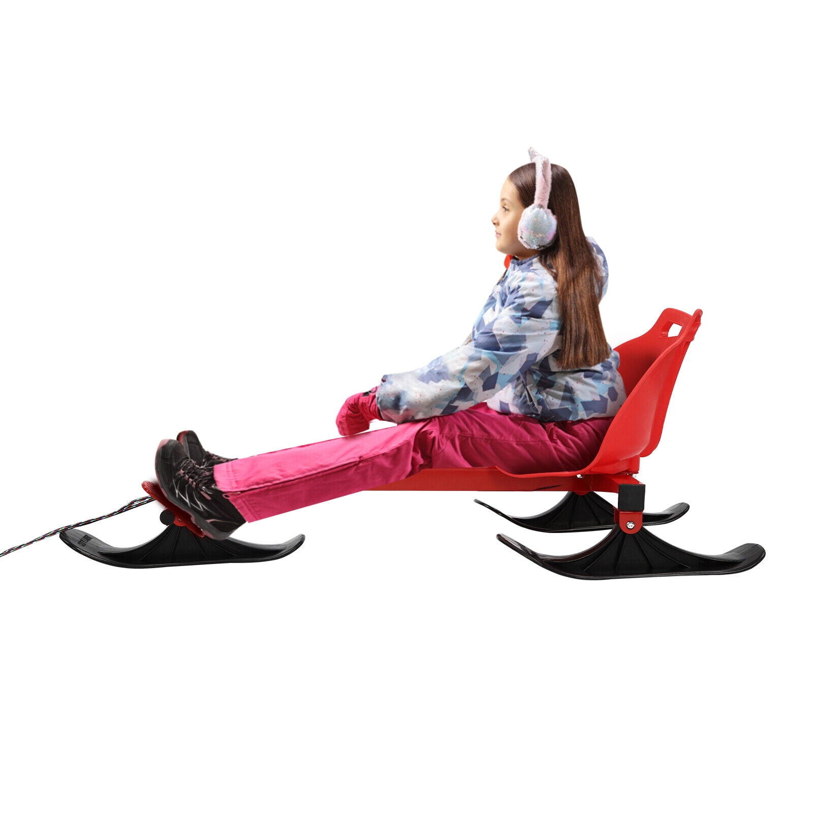 Snow Ski Sled Winter Teens Seat On Sled Ski/Snow Scooter Red - Walmart.com