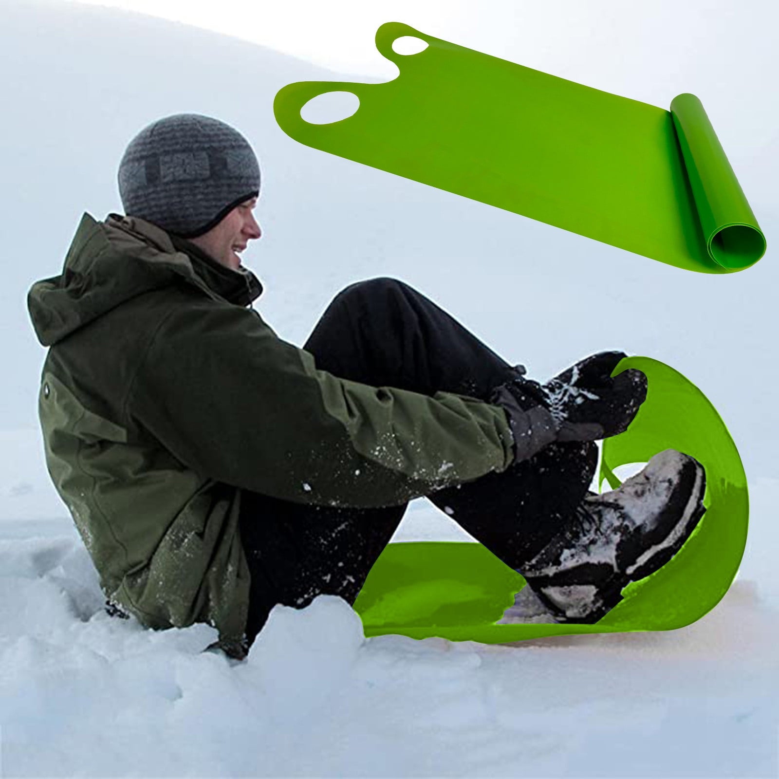 Snow Sled Roll Up Plastic Sled for Snow Sledding Winter Outdoor ...