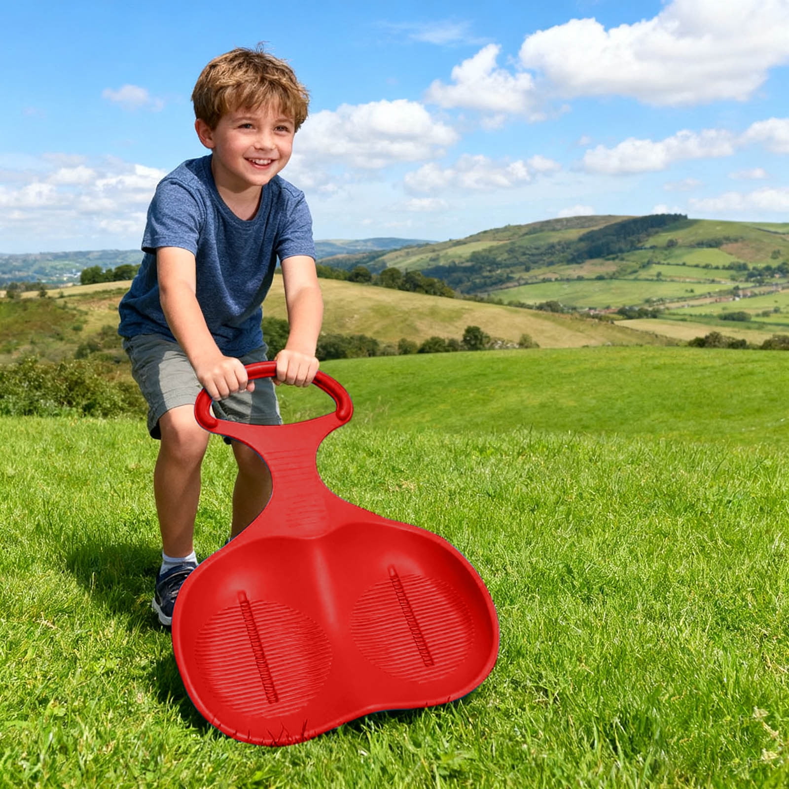 Snow Sled for K-ids and Adult Snow Luge Skiing Board Sleigh Grass Sand ...
