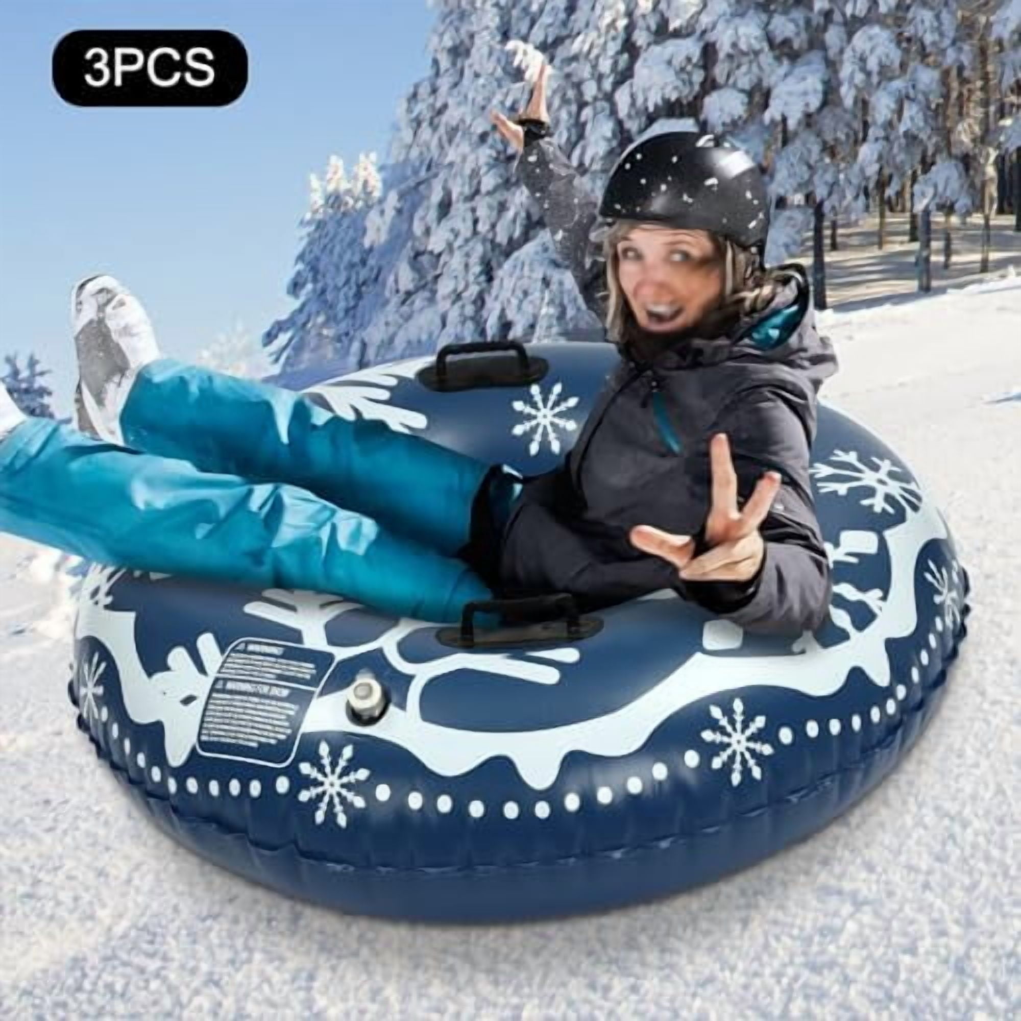 Snow Sleds,Inflatable Snow Sled 3 Pack / 48 Inch PVC Ski Circle ...