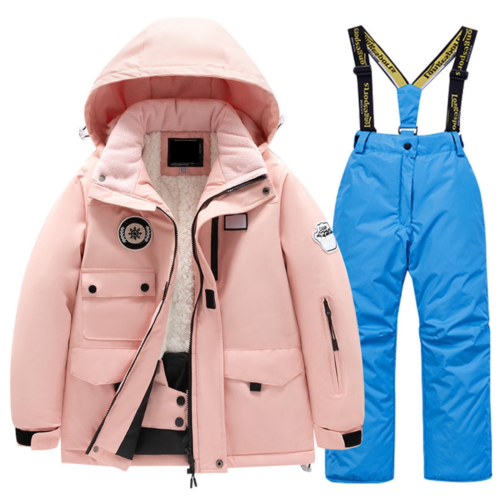 Snow Suits for Teen Girls Two-piece Warm Hooded Girls Ski Jacket and ...