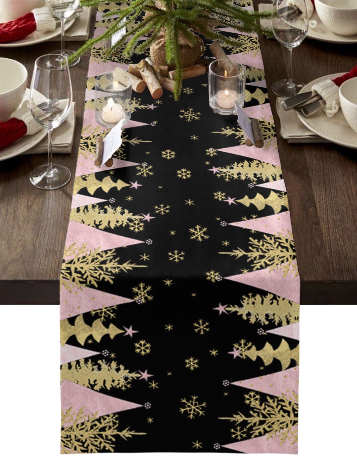 Snow Tree Table Runner Table r Table Runner Cotton Linen Wedding r ...