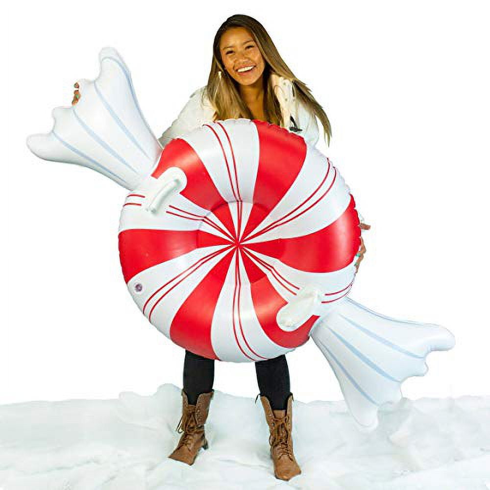 Snow Tube 42" Peppermint Candy, Inflatable Snow Sled Toboggan for Kids ...