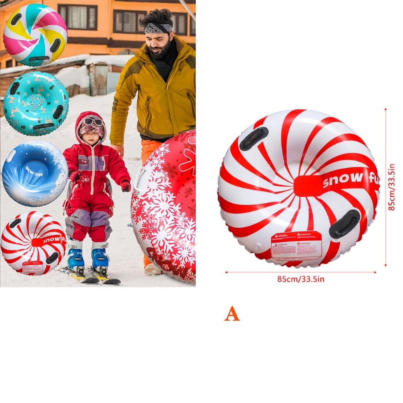 Snow Tube Sleds for Kids and Adult, 32'' Heavy Duty Inflatable Snow ...