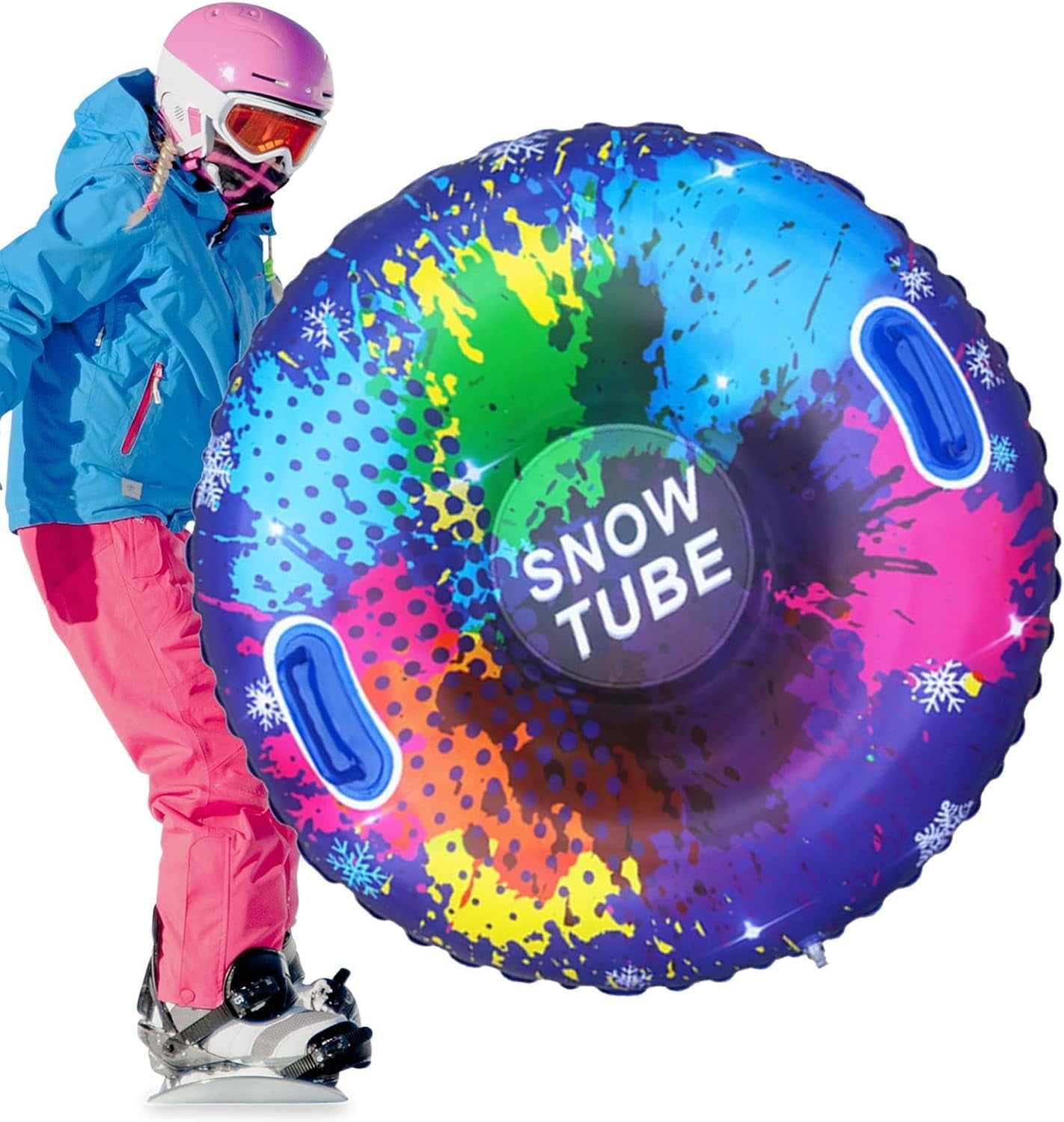 Snow Tubes for Adults, Cold-Resistant Inflatable Sled, PVC Snowboard ...