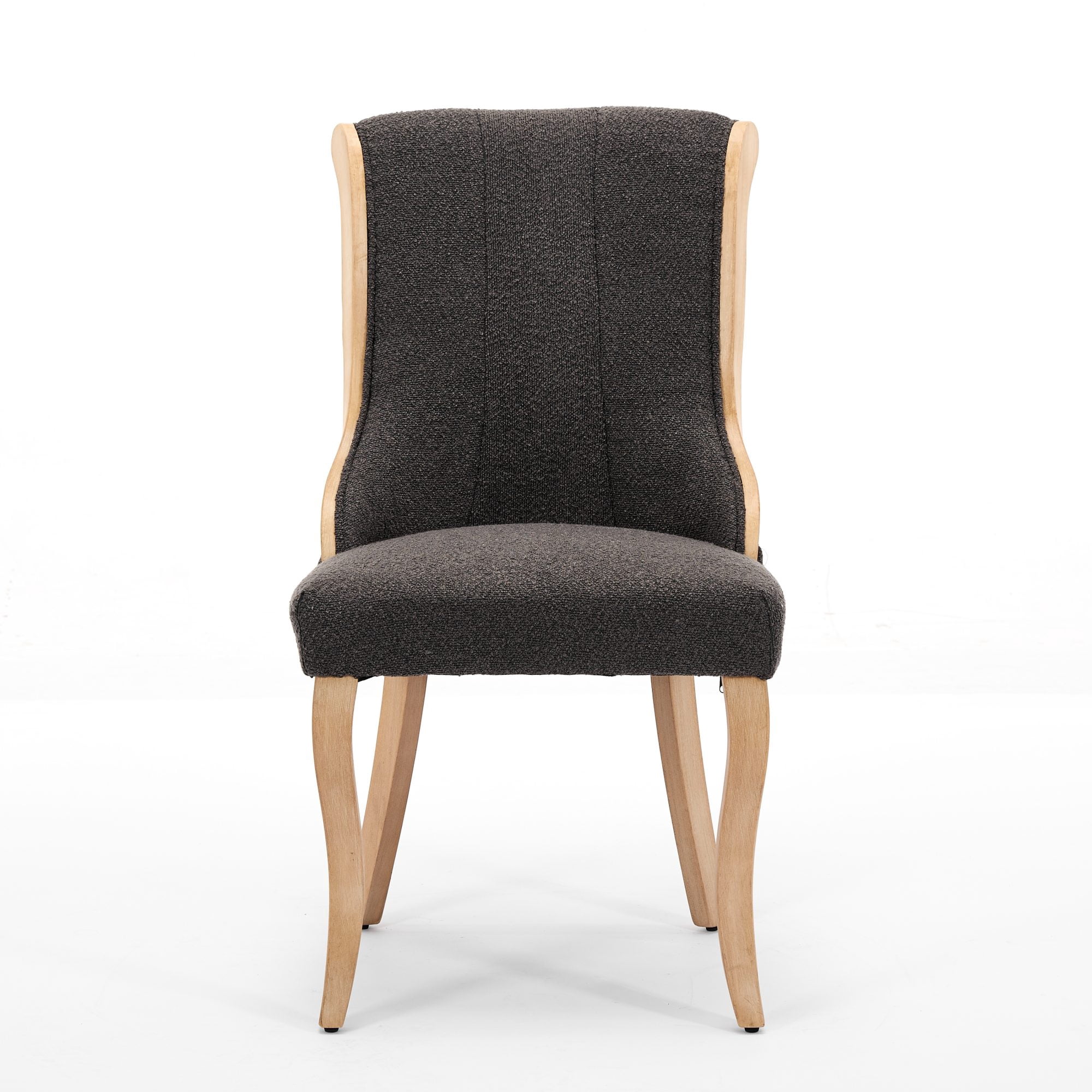 Snow Velvet Dining Chairs, Mid-Century Style with Curved Wood Trim ...