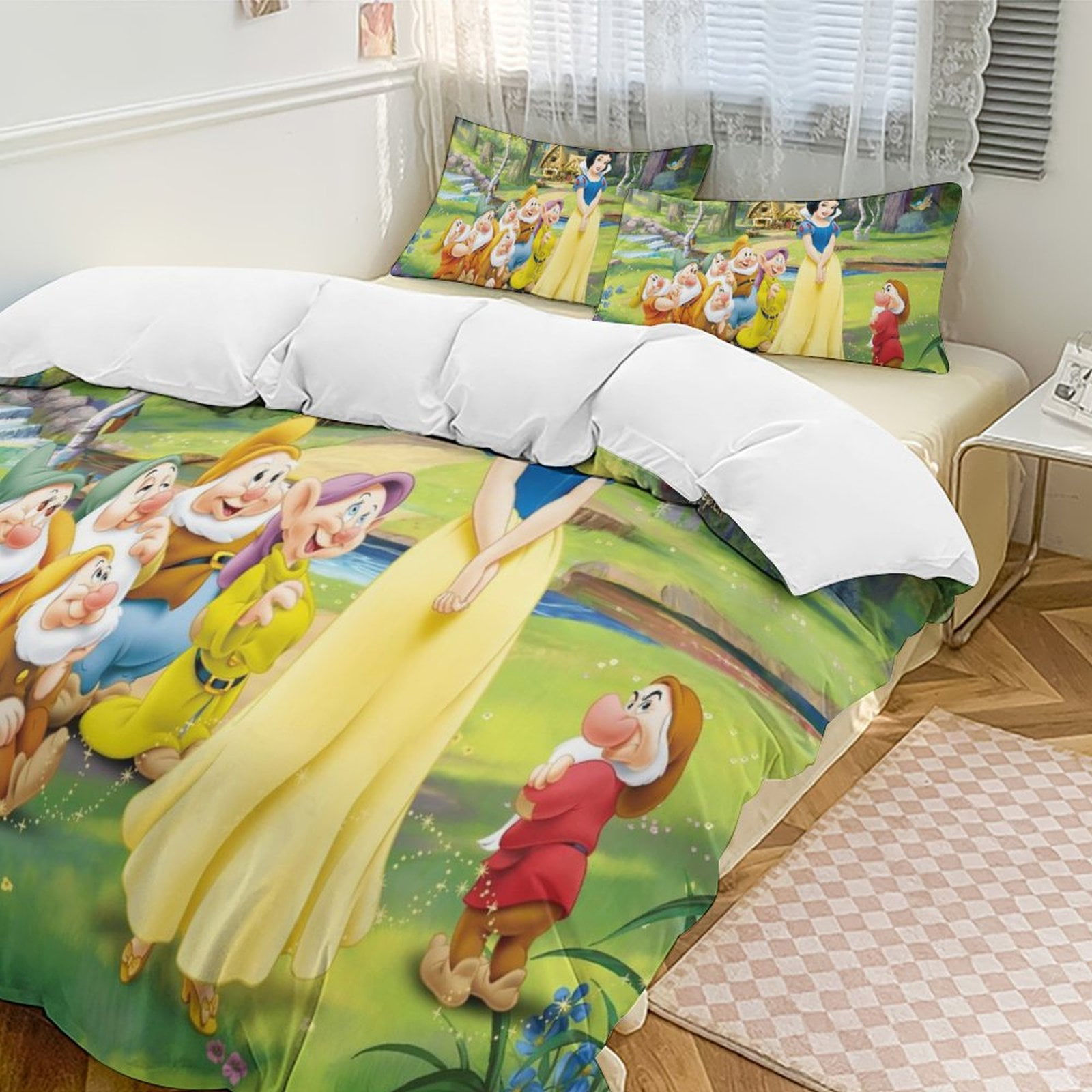 Snow Whi-t 3 Piece Comforter Bedding 1 Set Super Soft Quilt Cover with ...