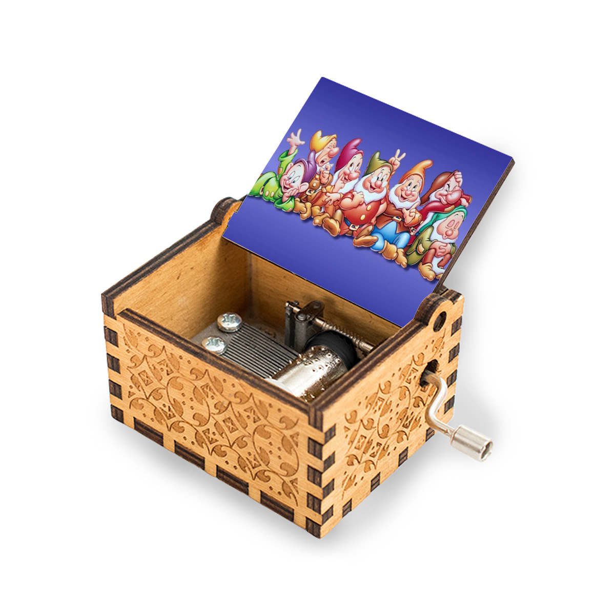 Snow White Music Box - Wooden Laser Engraved Vintage Hand-cranked Cute ...