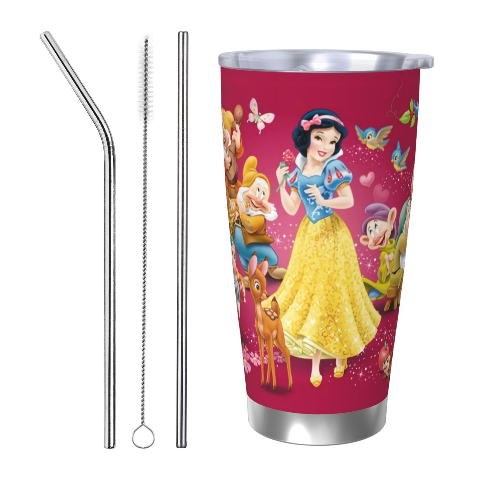 Snow White And The Seven Dwarfs Kids Water Bottle with Straw Lid,Insulated Stainless Steel ...