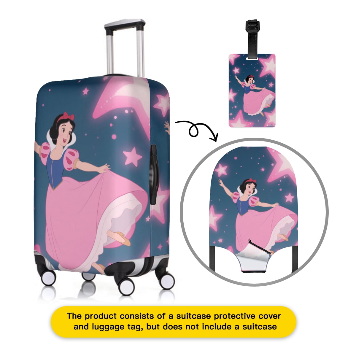 Snow WhiteLuggage Cover, Hard Shell Suitcase Cover with Luggage Tag ...