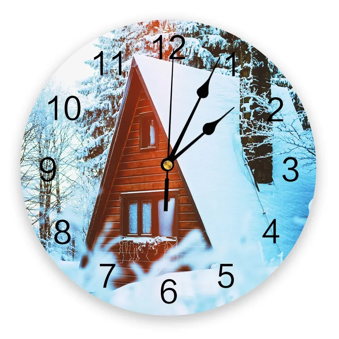 Snow Winter Christams Love Happy Silent Wall Clock Kitchen Living Room ...