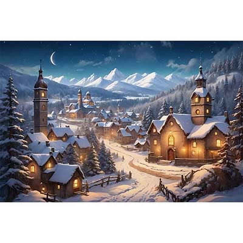 Snow Winter Christmas Village Background Pine Tree s Backdrop New Year ...