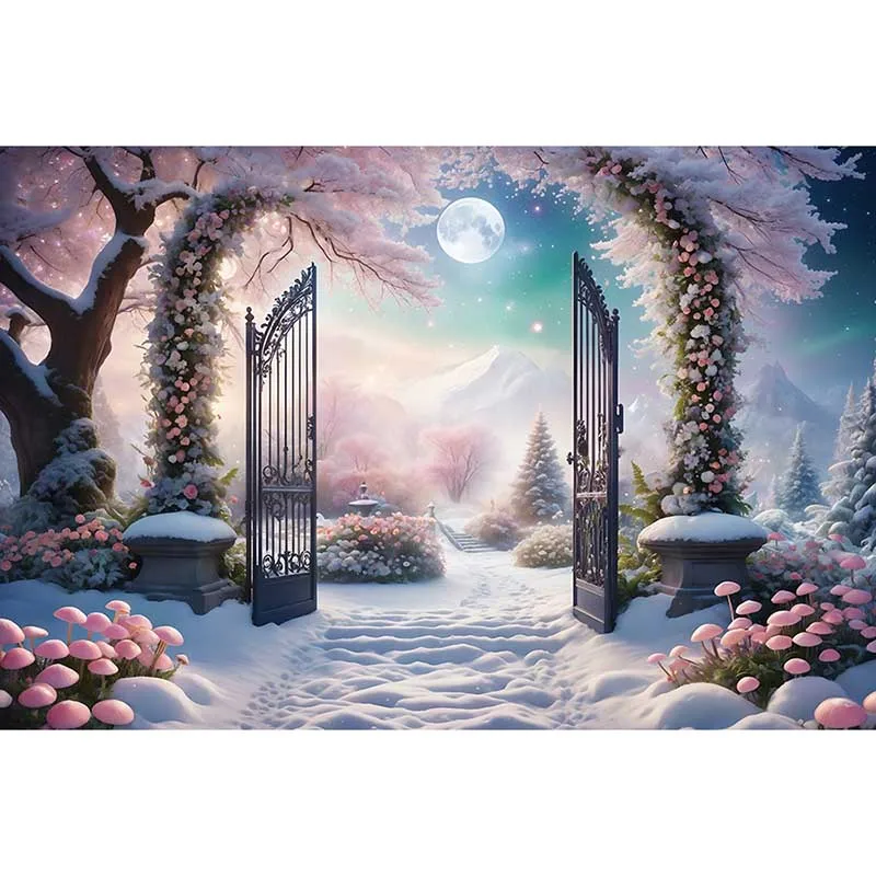 Snow Winter Fairy Birthday Photography Backdrop Childr Enchanted Gard ...