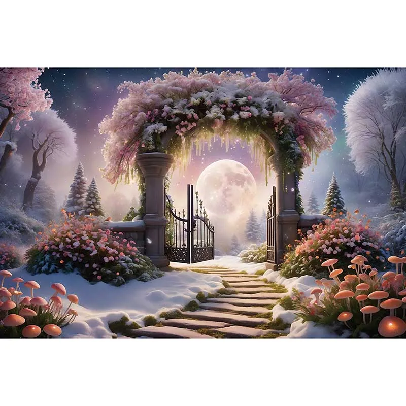 Snow Winter Fairy Birthday Photography Backdrop Childr Enchanted Gard ...