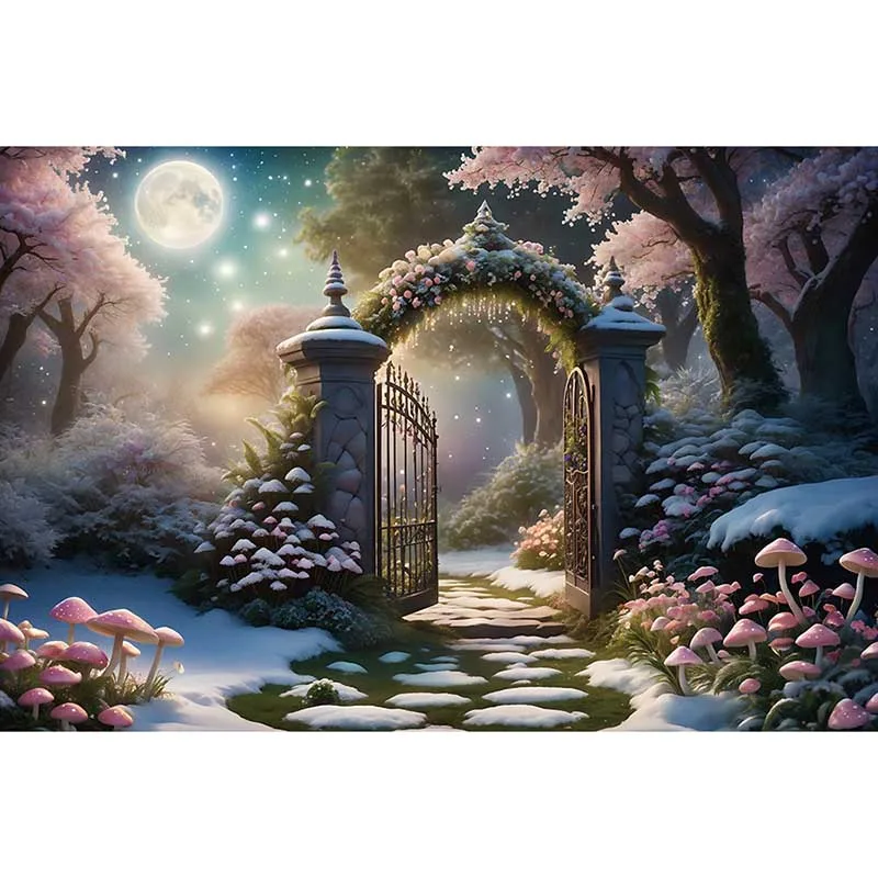 Snow Winter Fairy Birthday Photography Backdrop Childr Enchanted Gard ...