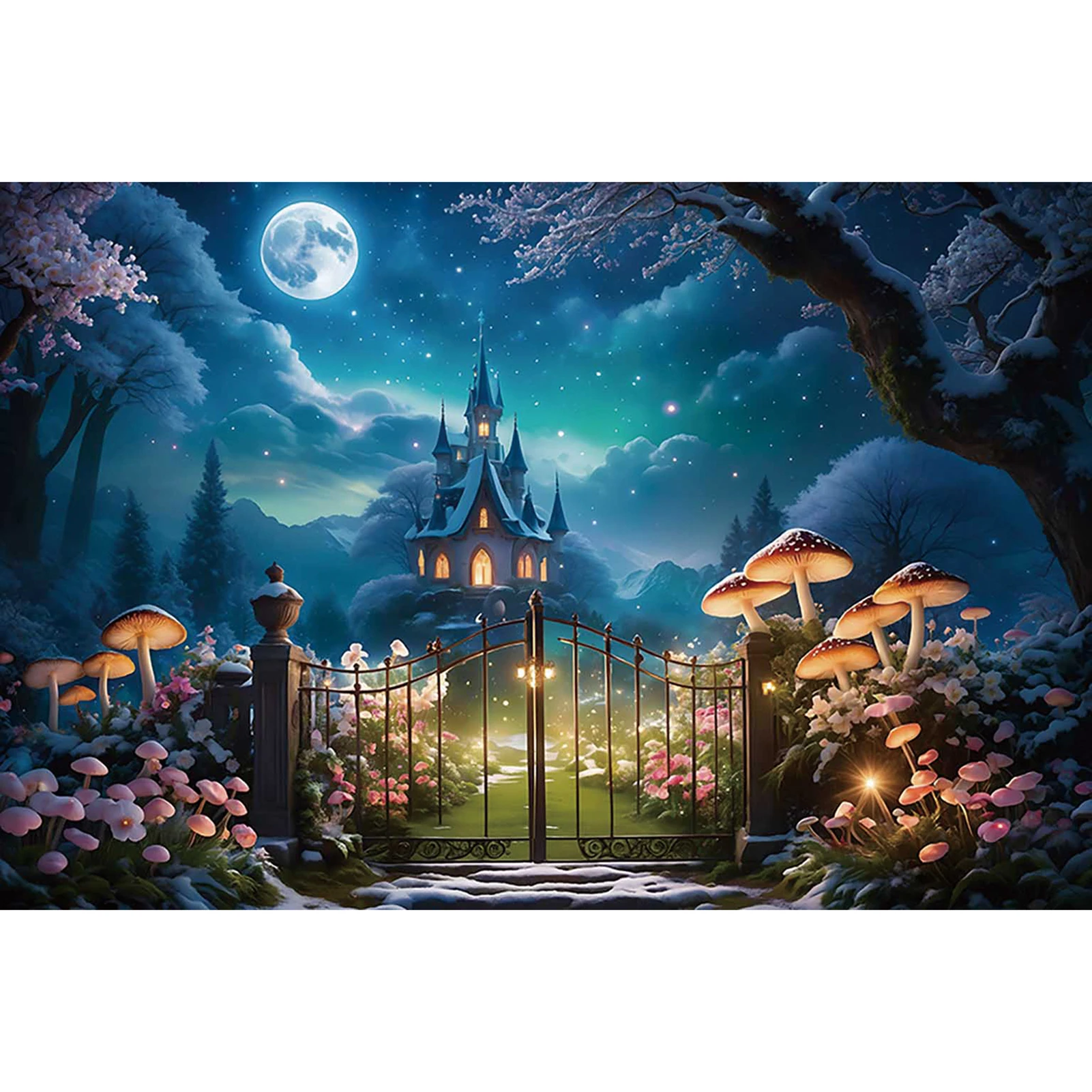 Snow Winter Fairy Birthday Photography Backdrop Childr Enchanted Gard ...