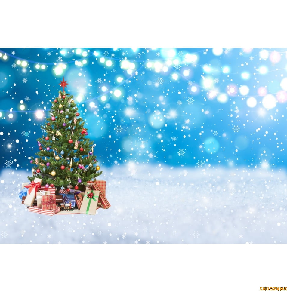 Snow Winter Snowfield Christmas Tree Backdrop Kids Portrait Family Xmas ...