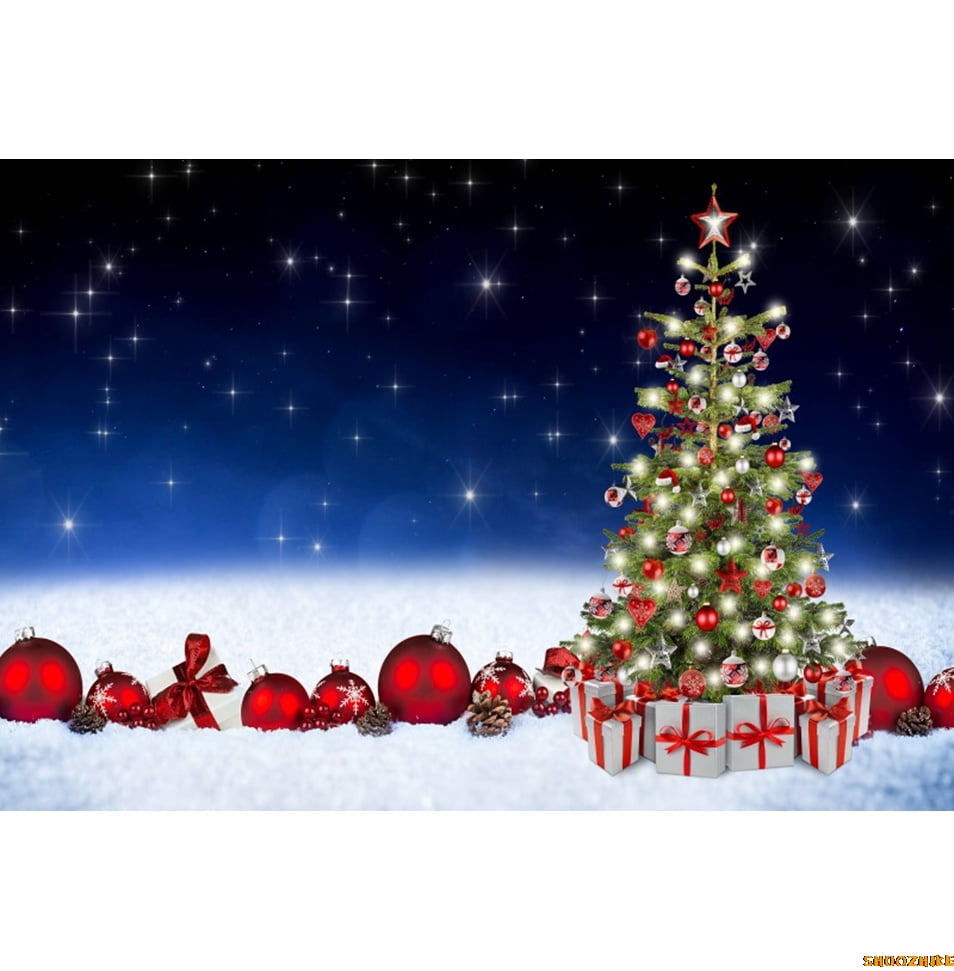 Snow Winter Snowfield Christmas Tree Backdrop Kids Portrait Family Xmas ...