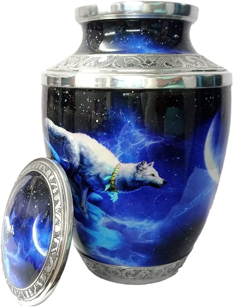 Snow Wolf Engraved Design Urns for Human Ashes Adult Cremation Urn with ...