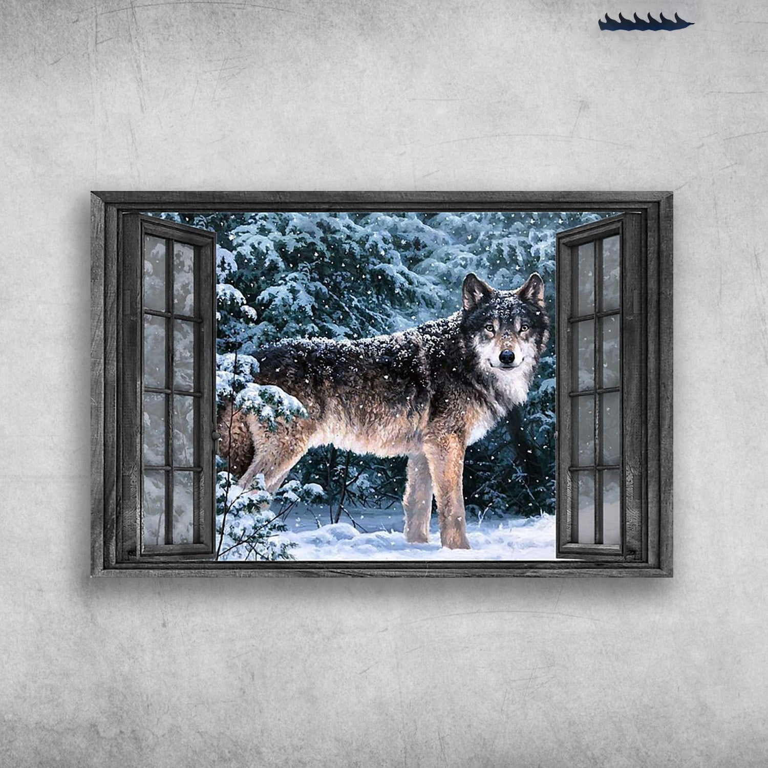 Snow Wolf Outside The Window 11 x 17 Inch Poster - Walmart.com