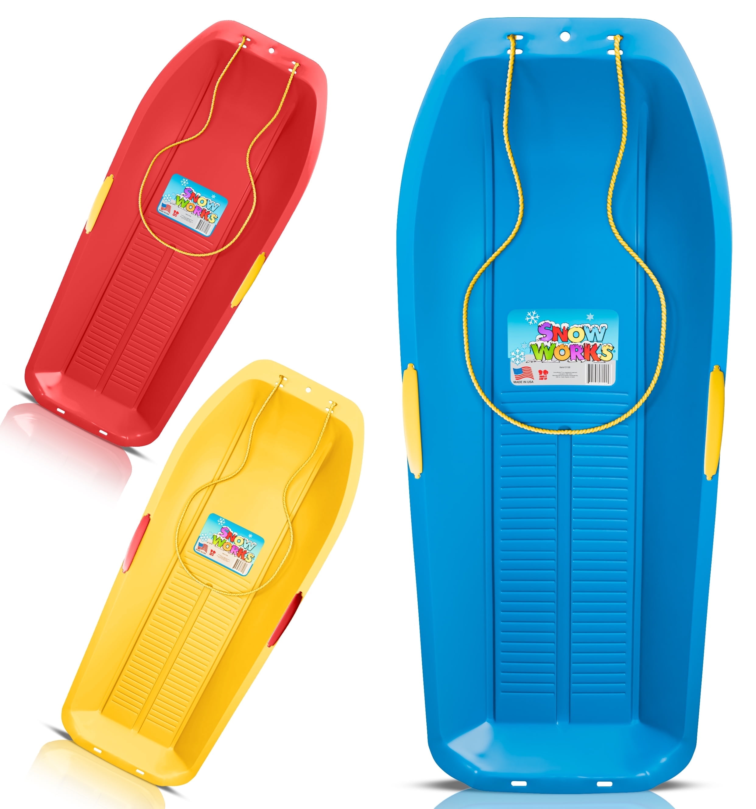 Snow Works LIFETIME 39" High-Density Toboggan Snow Sled for Kids (Blue ...