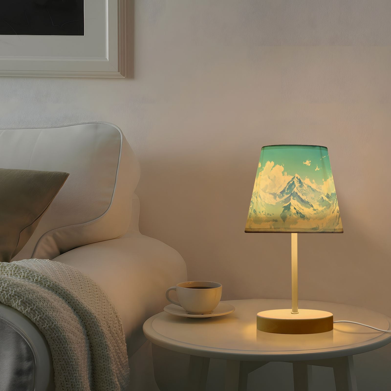 Snow-capped Mountains Desk Lamp 3 Color Modes LED Table Lamp Nightstand ...