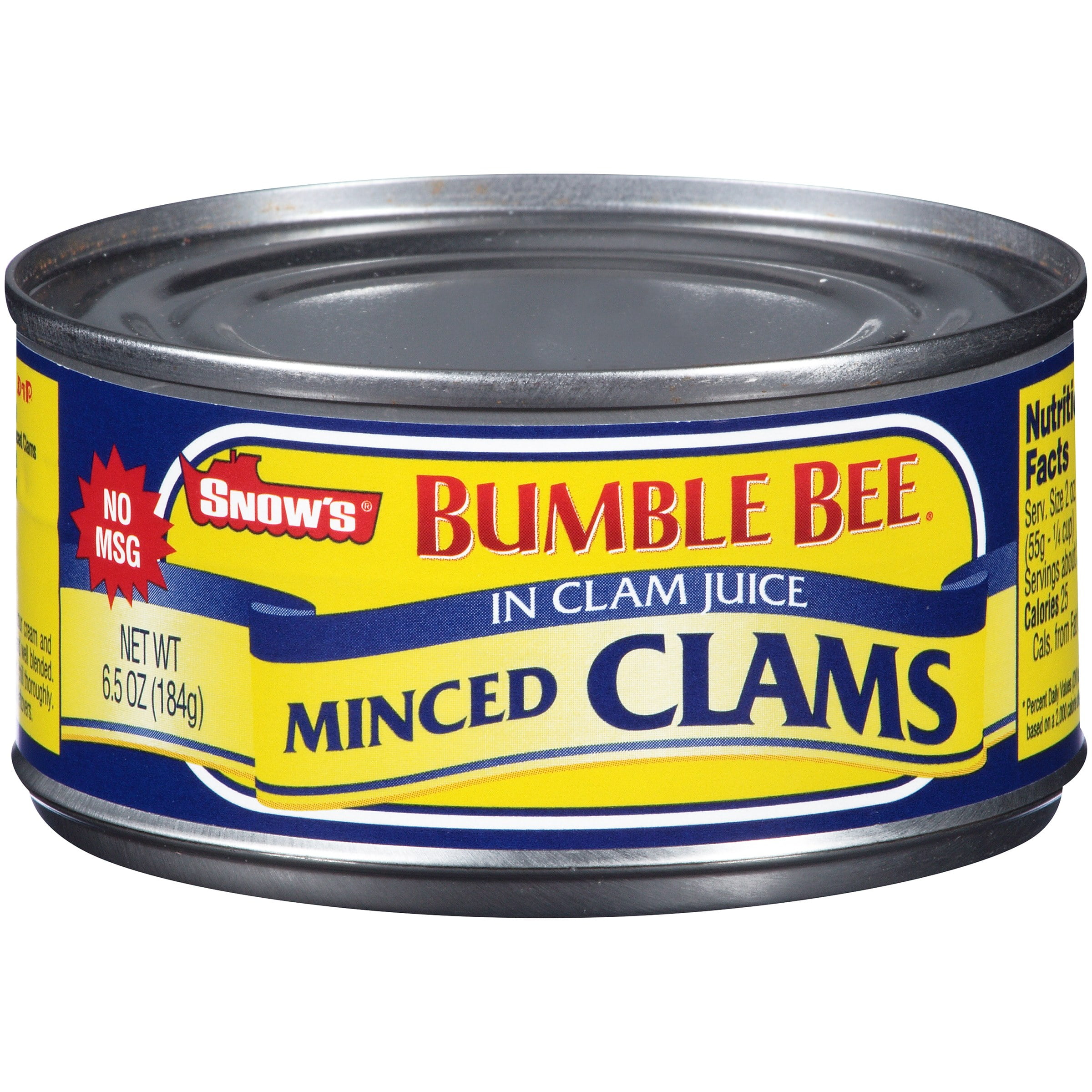 Snow's Wild Caught Minced Clams, 6.5 oz Can, 5g Protein, Pack of 8 ...
