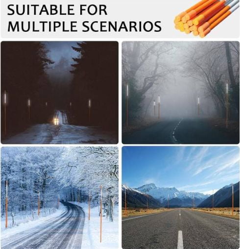 Snow stakes for Driveway, 1/4" x 48" Reflective snow Marker Poles ...