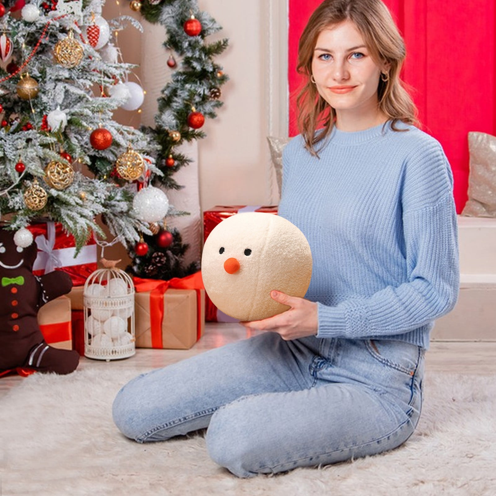 Snowball Bun Pillow Under 5 ! Yannianjz Snowman PillowKidsPlush Toy ...
