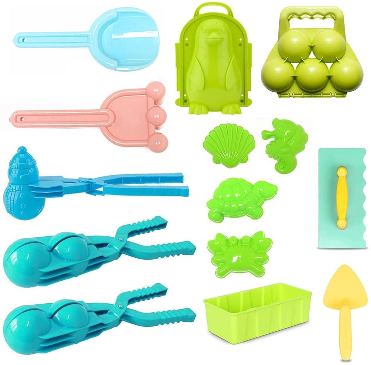 MATBAH Snowball Maker Set, 14 Pcs Winter Snow Toys for Kids, Snowman ...