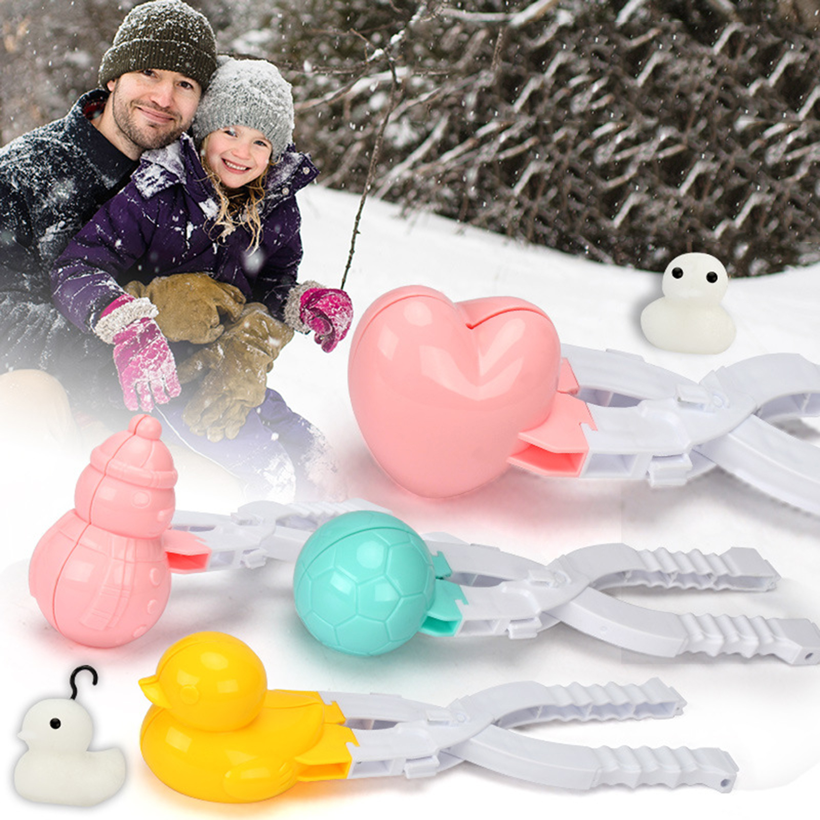 Snowball Maker Toy with Detachable Long Handle Duck Love Heart Snowman ...