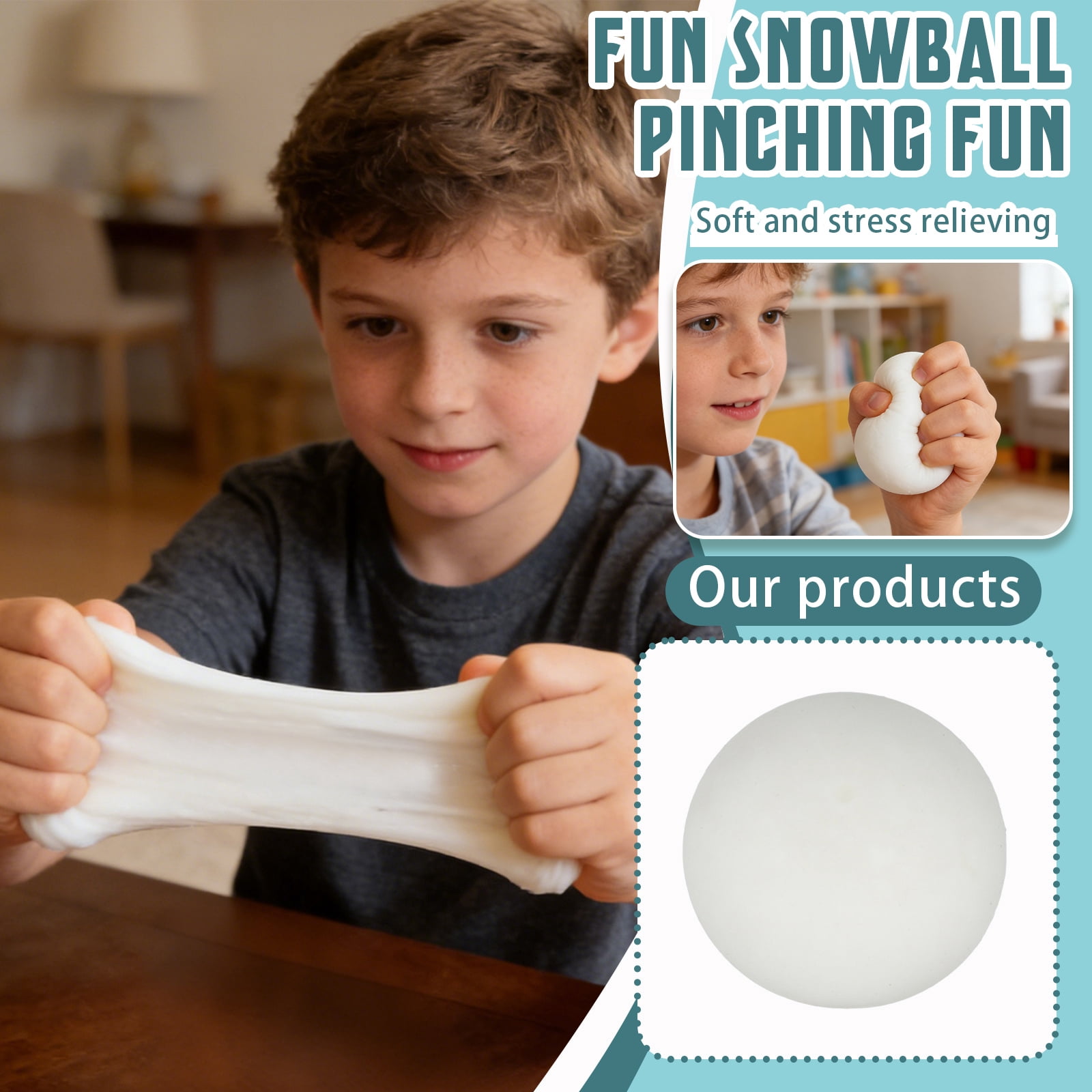 Snowball Squishy Toys - Stretchable Stress Relief Squishy, Mess-Free ...