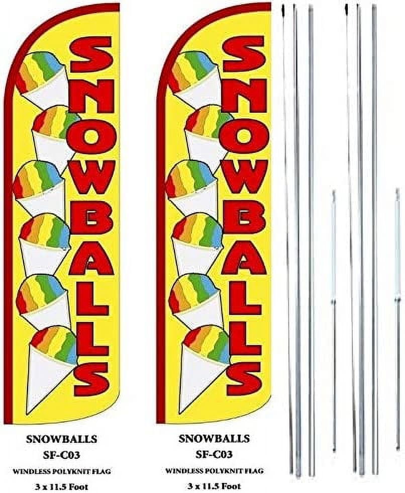 Snowballs King Flags Pack of 2 | 3ft x 11.5ft Outdoor Advertising ...