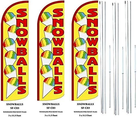 Snowballs King Sized Flag Sign Pack of 3 | 3ft x 11.5ft Flag Marketing ...