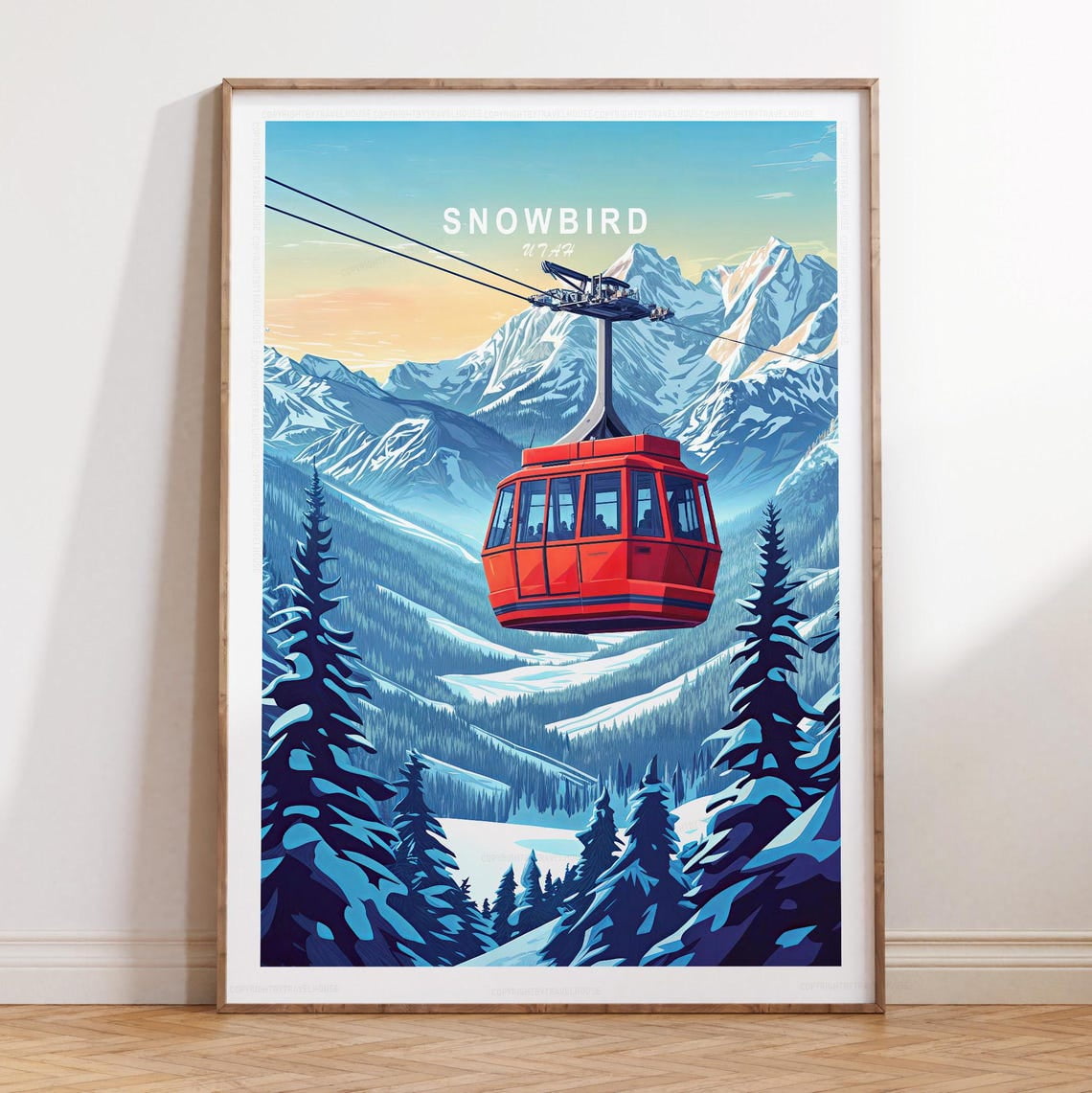 Snowbird Utah Travel Poster, Utah Travel Print, Snowbird Wall Art Print ...