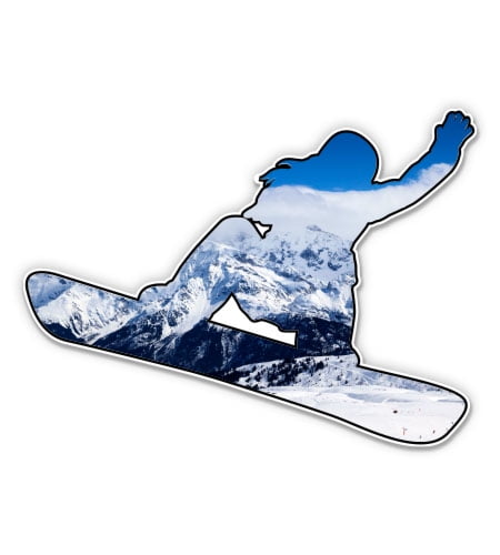 Snowboard Girl Mountains - 3" Vinyl Sticker - For Car Laptop Water ...