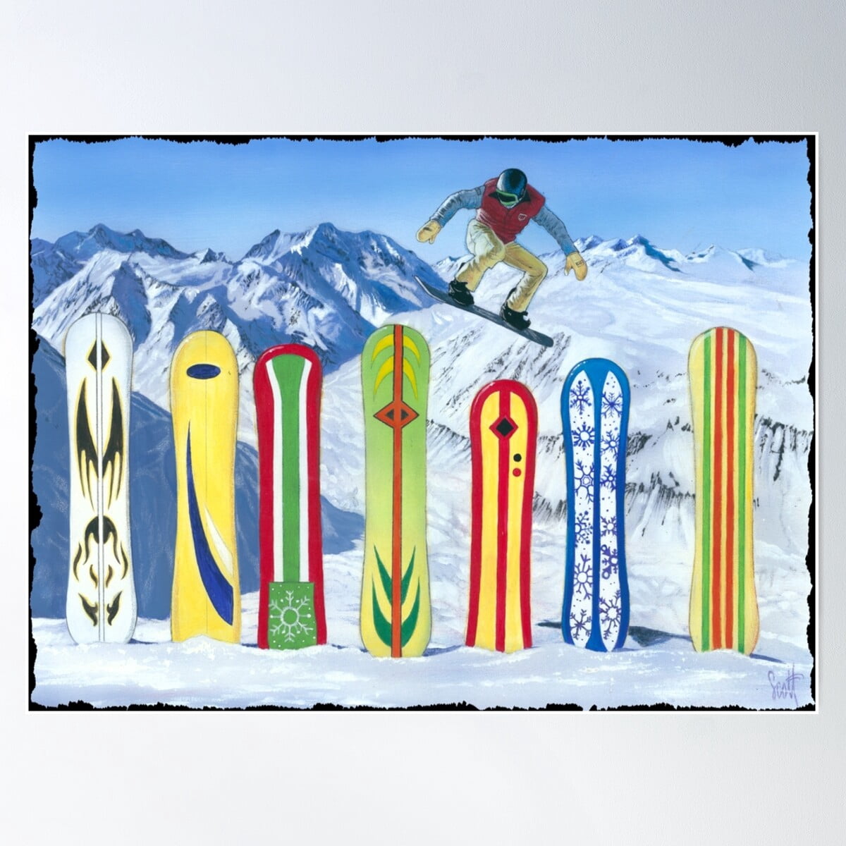 Snowboard Lineup Poster Wall Art, Modern Wall Decor For Living Room ...