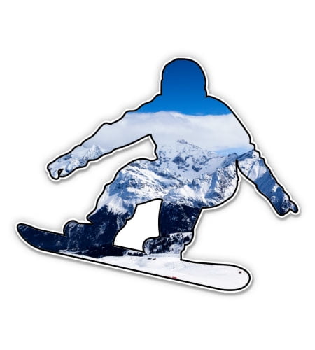 Snowboard Mountains Shape - 8" Vinyl Sticker - For Car Laptop I-Pad ...