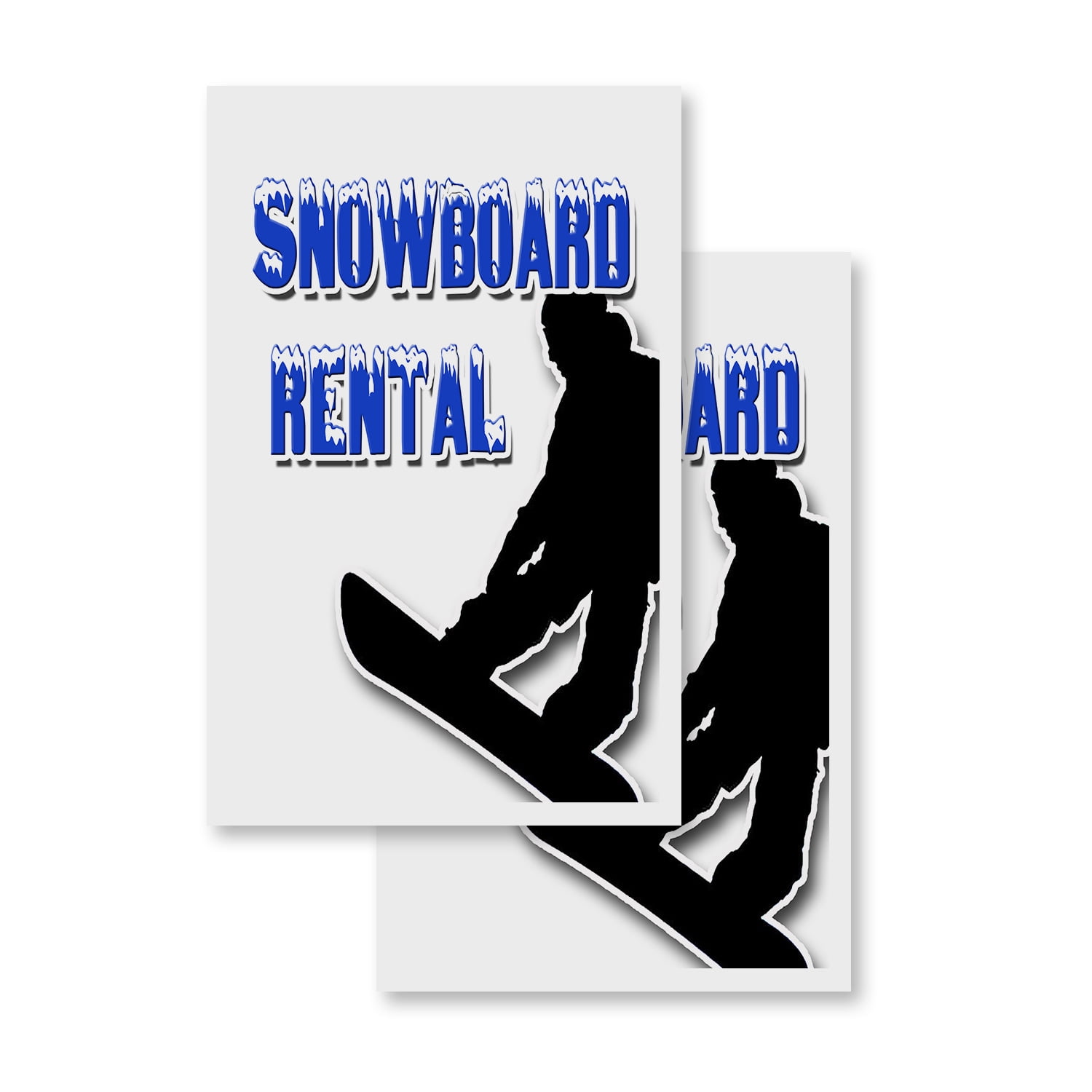 Snowboard Rental (2-PACK) 24" x 36" Vinyl Decals | Sign Insert Peel ...