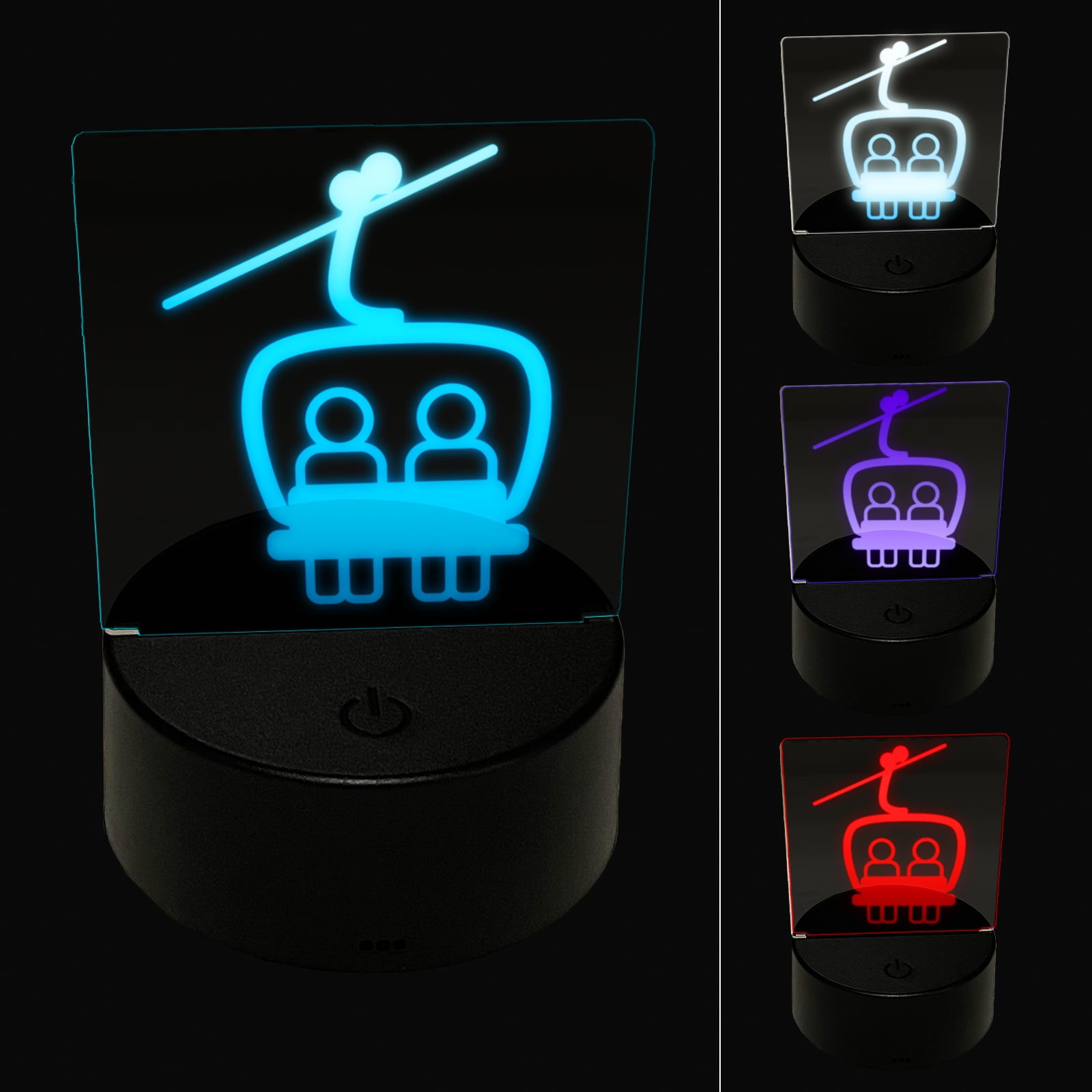 Snowboard Ski Lift Resort Chairlift LED Night Light Sign 3D Illusion ...