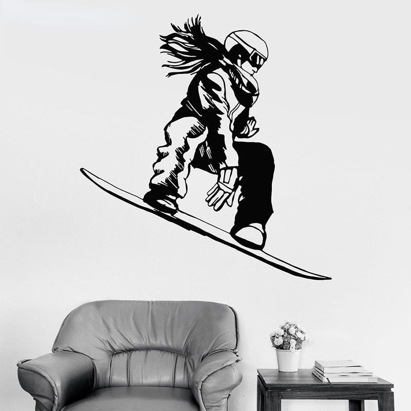 Snowboarder Girl Snowboard Extreme Sport Wall Stickers Vinyl Home Decor ...