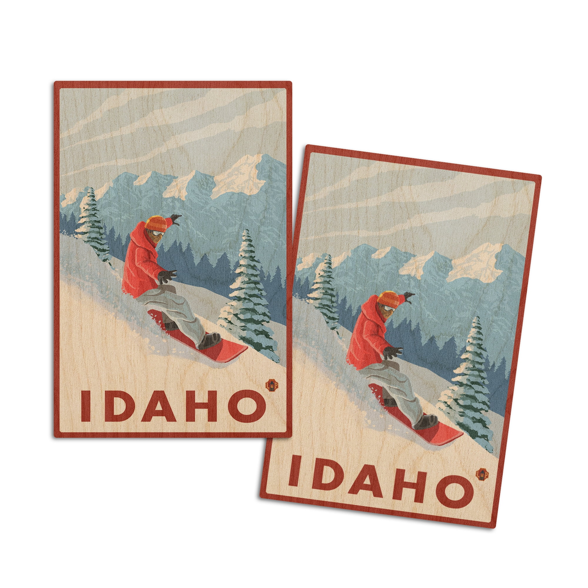 Snowboarder Scene, Idaho (4x6 Birch Wood Postcards, 2-Pack Stationary ...