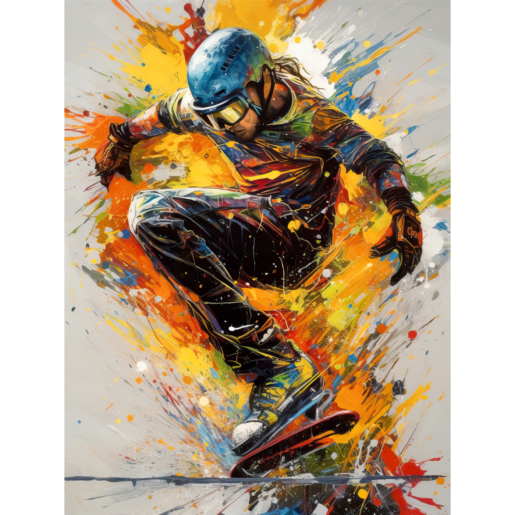 Snowboarder Vibrant Splat Art Action Shot Portrait Extra Large XL Wall ...