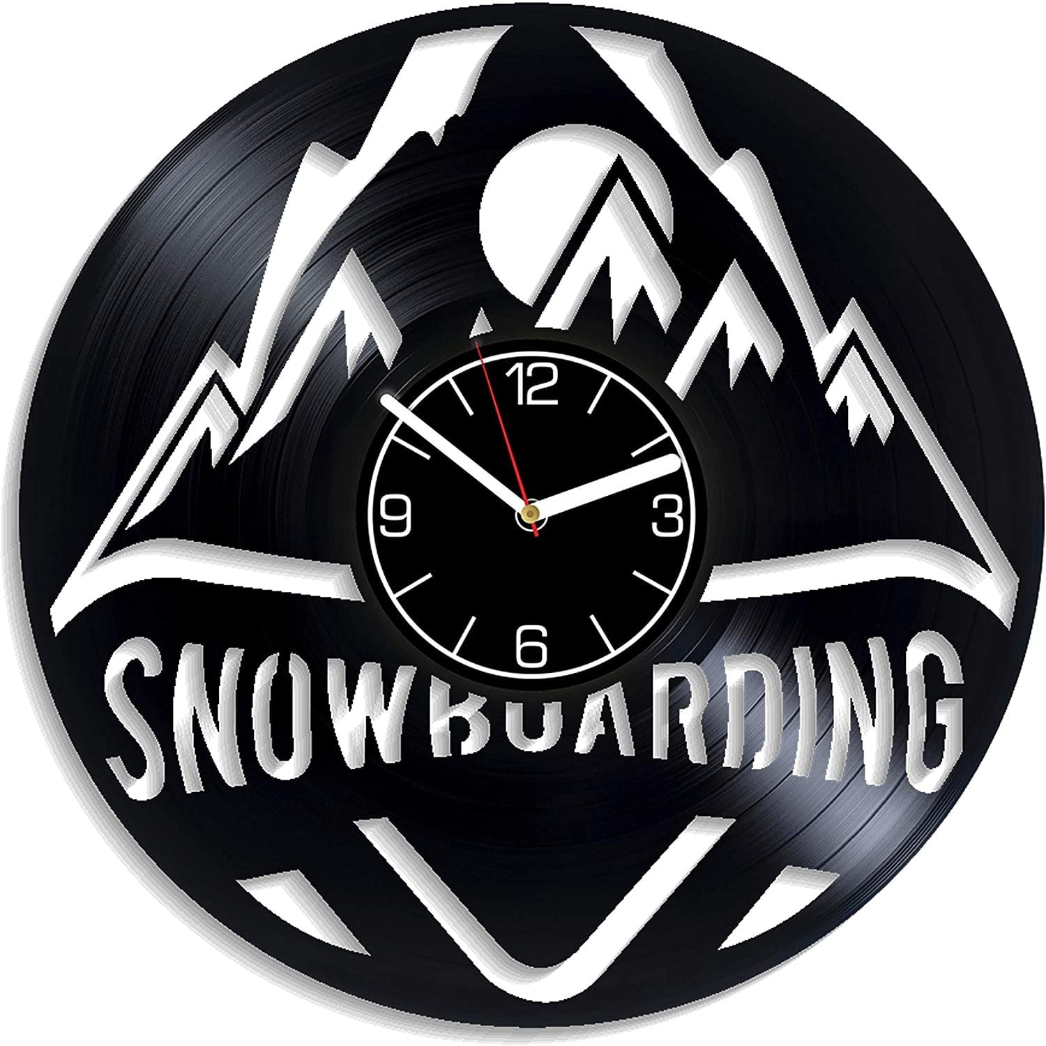 Snowboarding Clock Gift for Men Sport Wall Art Snowboarding Vinyl Clock ...