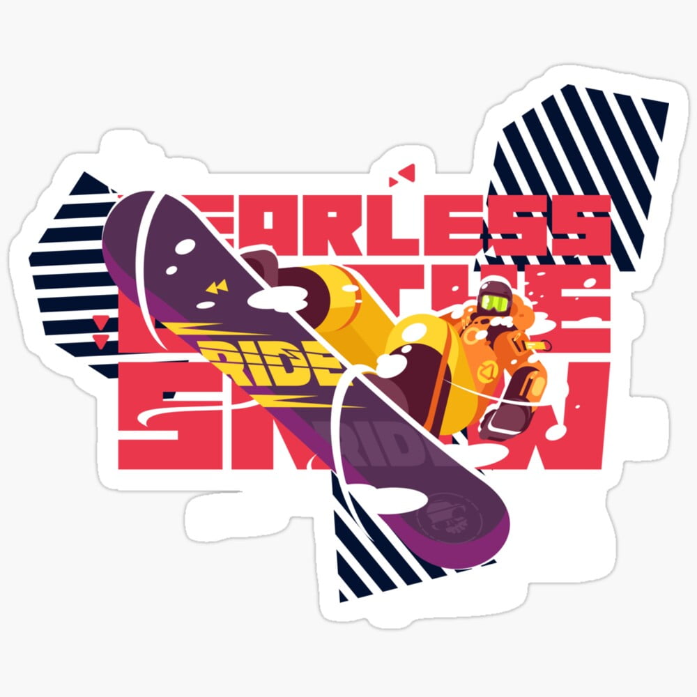 Snowboarding - Fearless On The Snow Sticker Phone Decal Water Bottle ...