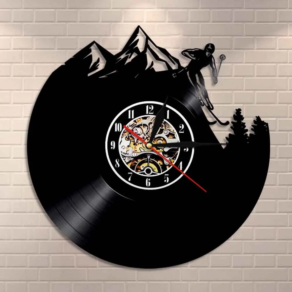 Snowboarding Home Decor Vinyl Wall Clock,Vinyl Record Clock Wall Art ...