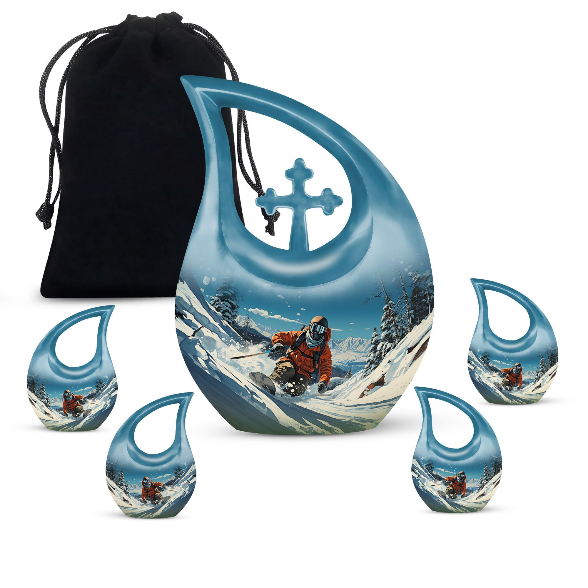 Snowboarding The Winter Trails Urn - Beautiful Urns For Human Ashes ...