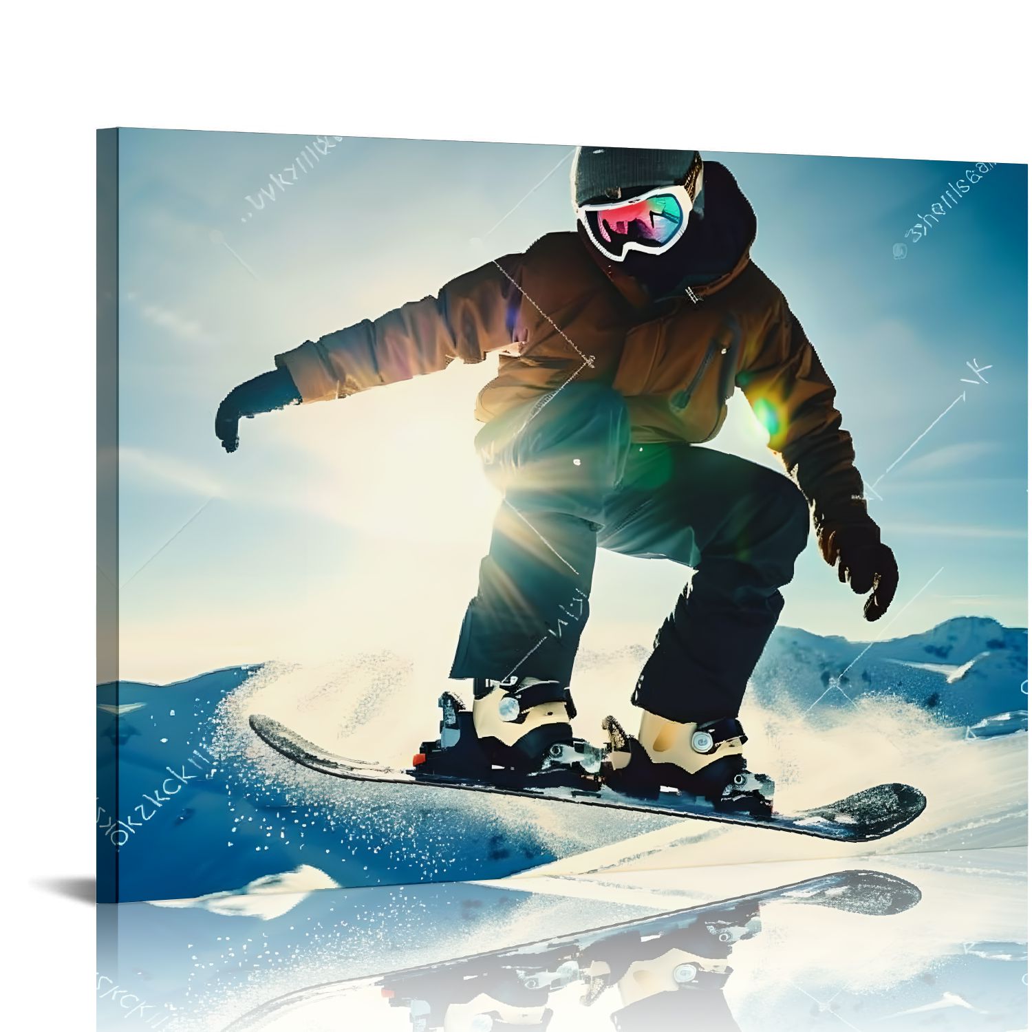 Snowboarding sun action Fine Art Aesthetic Poster ＆print Wall Painting ...
